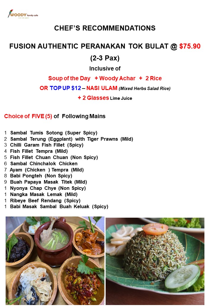 CHEF’S RECOMMENDATIONS – Woody Family Cafe